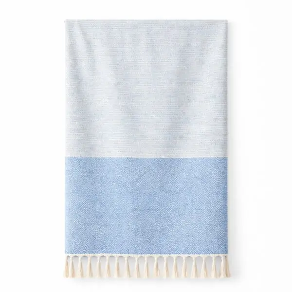 NUVV COLLECTION Blue / White Blue Jacquard Peshtemal Towel - Blue/white