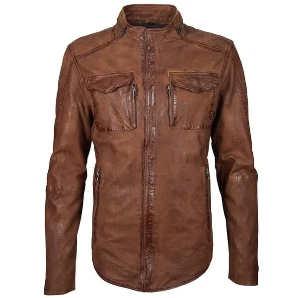 Mauritius Leather Shirt Jacket Cove Cognac - Brown