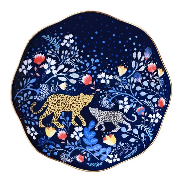 JESSIE ZHAO NEW YORK Night Amazon Rainforest Fine Bone China Side Plate - Blue