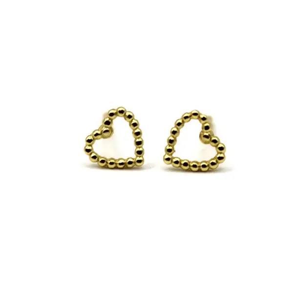 VICSTONENYC FINE JEWELRY 14k Bubble Cute Heart Yellow Solid Earrings - Gold