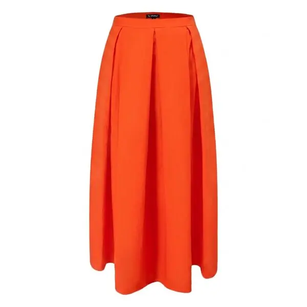 SMART AND JOY Floral-print Flared Midi Skirt - Orange