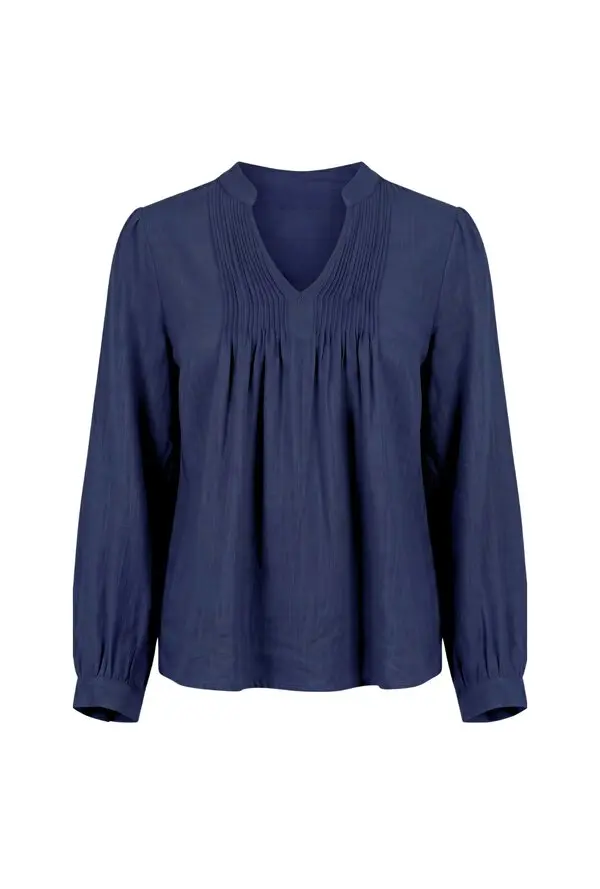 FRANCHETTI BOND Lola Timeless Navy Linen Mix Shirt - Blue