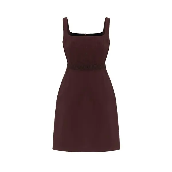 GEORGETTE Mocha Mini Dress - Brown