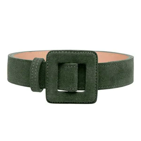 BELTBE Suede Mini Square Buckle Belt Army - Green