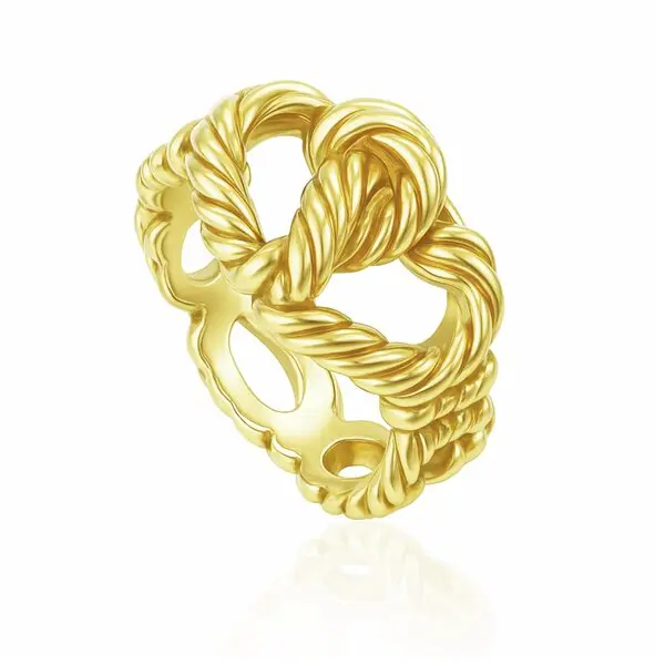 UNALOE Intertwined Heart Ring In Sterling Silver- Plated – Handcrafted In Italy - Gold