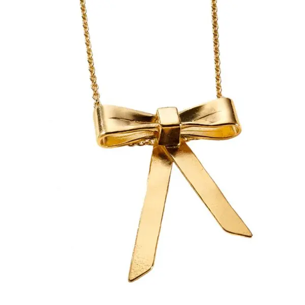 POSH TOTTY DESIGNS Yellow Plated Bow Charm Necklace - Gold