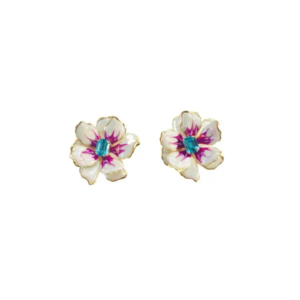 THE PINK REEF Small Pearl & Jewel Box Earrings - Purple