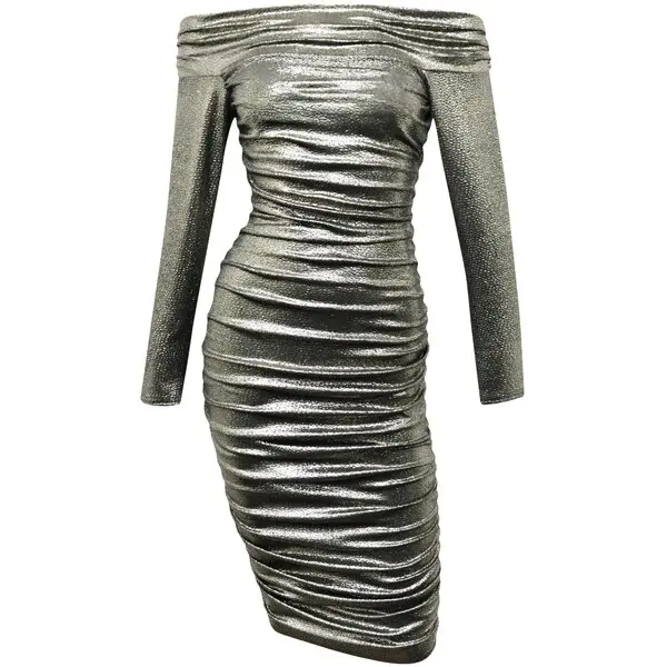 ME & THEE Meet Your Maker Metallic Ruche Dress