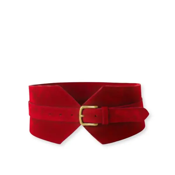 JUAN-JO Suede Wide Buckle Belt - Red