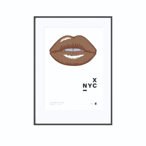 Curiosity Snug Lip Lines Series X Nyc Print - Brown