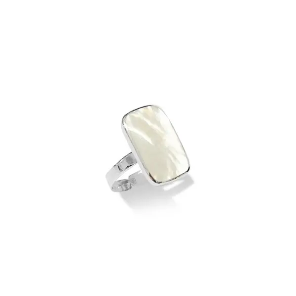FV JEWELLERY La Stèle Mother Of Pearl Rectangle Ring - White