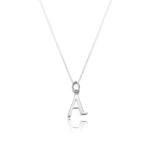 LILY & ROO Solid Sterling Curve Small Initial Letter Necklace - Silver