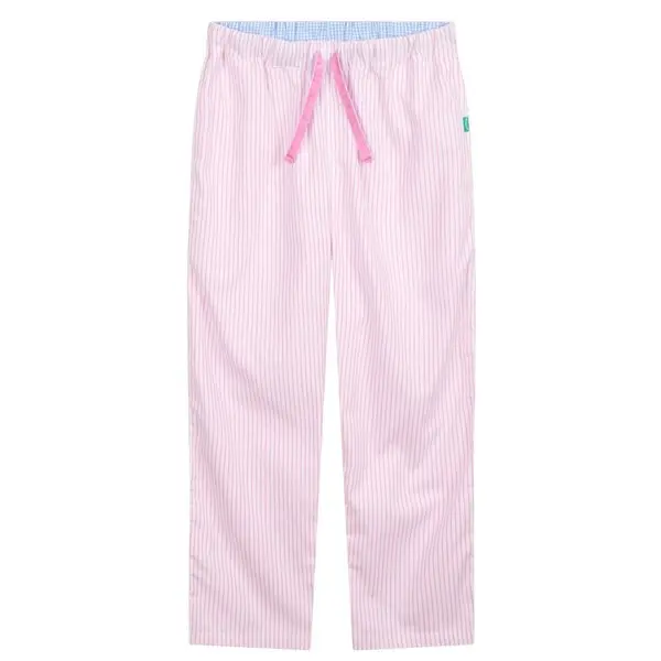 LOUNGERS Pink / White Soft, Breathable Organic Brushed Cotton Loungewear Trousers In Pink And White Stripes - Pink/white