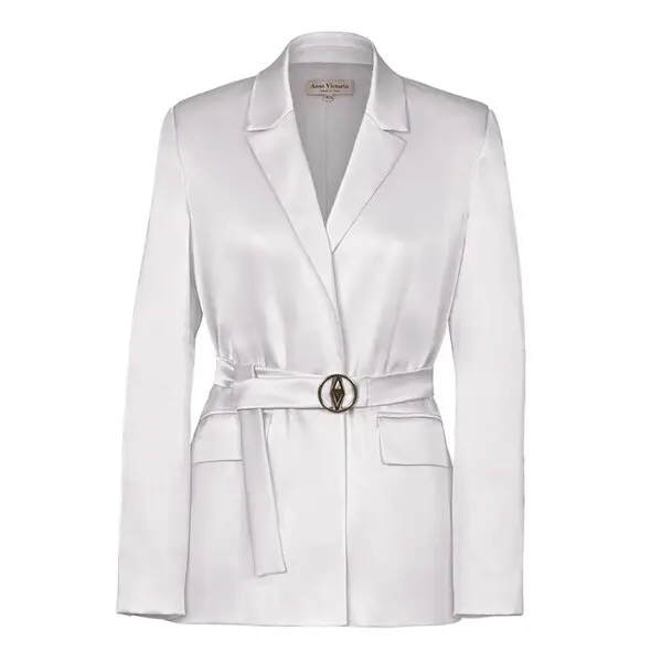 ANSE VICTORIN Claire Silk Cotton Blazer Pearl - Grey