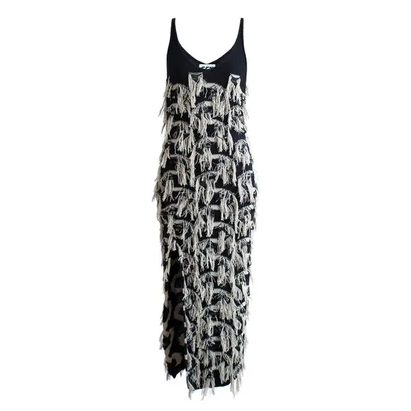 CCY CURRENCY 100% Organic Cotton Fringe Dress - Black