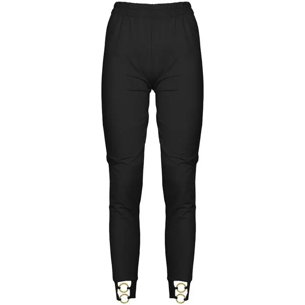 ANTONINIAS Sistine Elegant Pants With Golden Ring Details - Black