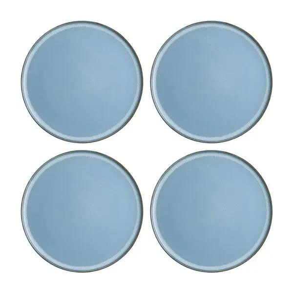 Turgla Home Sky Round Porcelain Appetizer Dessert Plate Set Of Four - Blue