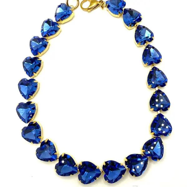 ACHALA HANDCRAFTED Sapphire Crystal Heart Shaped Necklace - Blue