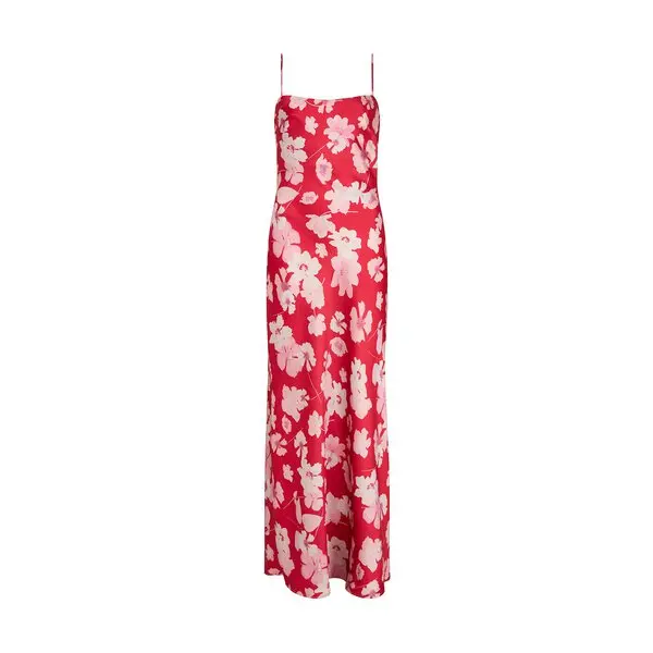 LILY AND LIONEL Roxy Spaghetti Strap Savannah Print Maxi Dress - Red