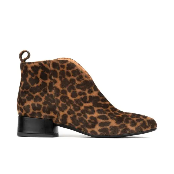 EMBASSY LONDON USA Black / Brown Iris Leopard Designer Bootie - Black/brown