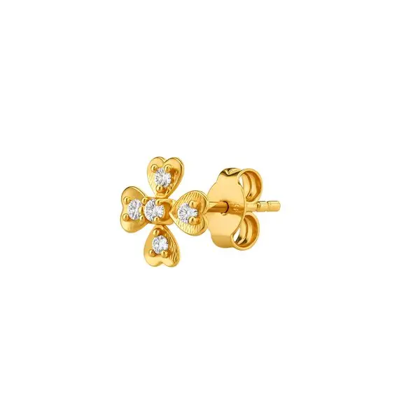 SPERO LONDON Fine 14k Solid Diamond Clover Single Earring - Gold