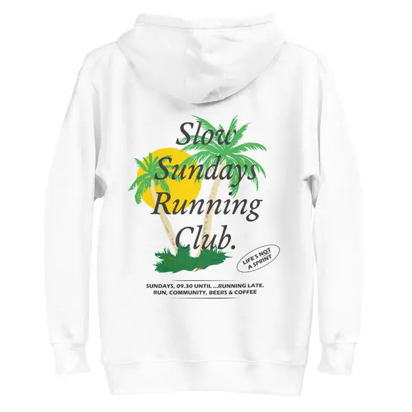 ANCHOR & CREW Palm Tree Slow Sundays Running Club Cotton Blend Hoodie - White