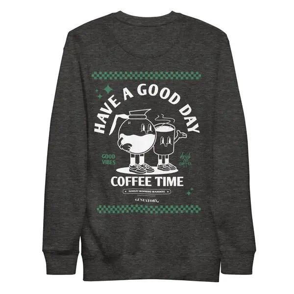 ANCHOR & CREW Heather Gustatory Have A Good Day Cotton Blend Embroidered Sweatshirt - Black