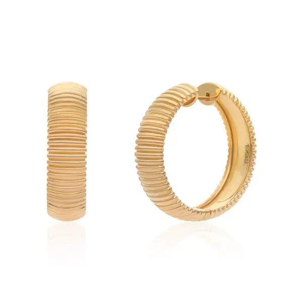 PREETI SANDHU Ridged Dome Vermeil Hoops - Gold