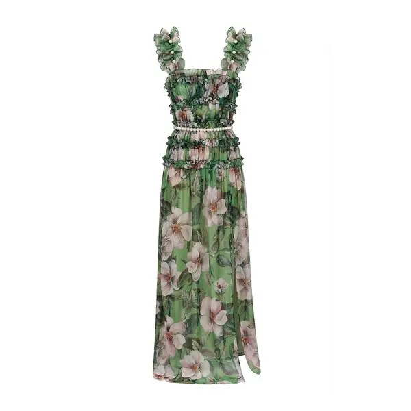 NUR KARAATA Silk Heirloom Beachdress