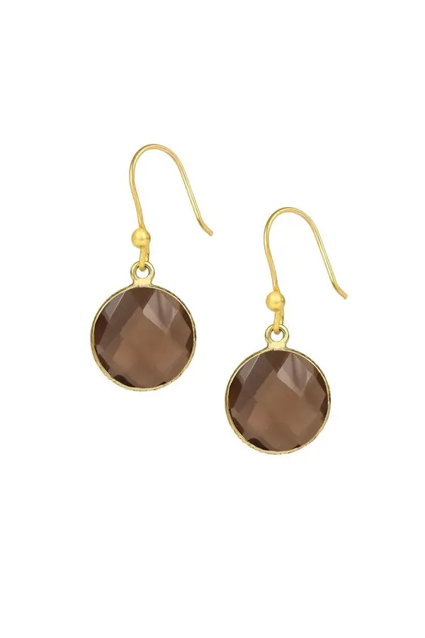 Saachi Gemstone Round Dangle Earrings - Brown