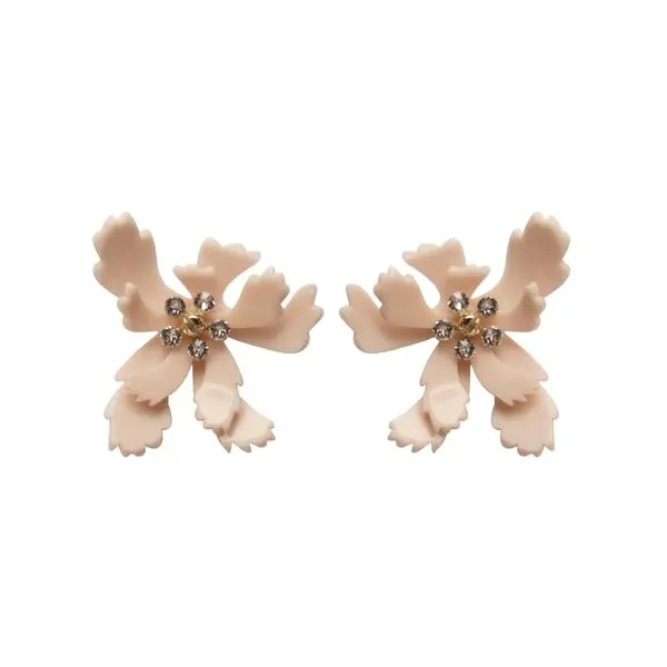GISSA BICALHO Neutrals Acrylic Handmade Earring Flower Bee Nude - Brown