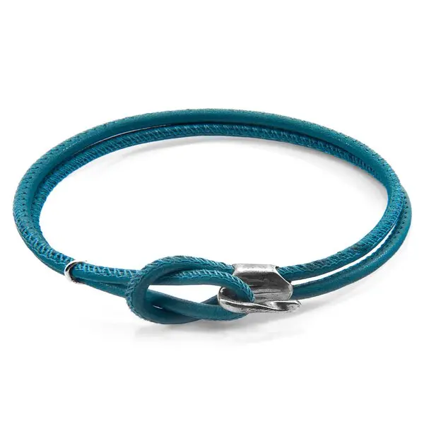 ANCHOR & CREW Blue / Silver Ocean Blue Orla Silver & Nappa Leather Bracelet - Blue/silver