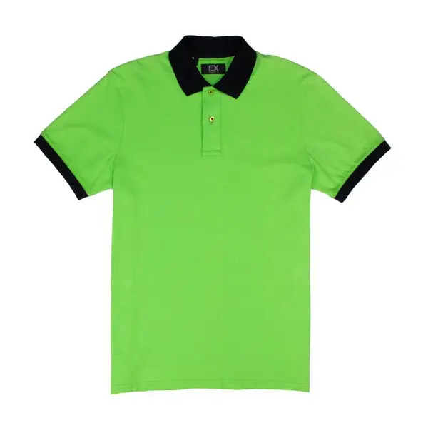 EIGHT X Polo With Double Sided Navy & Fuchsia Paisley Print Collar - Green