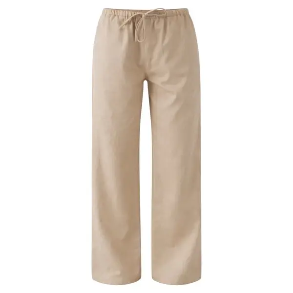 MODISTA THIRTY-ONE Neutrals Wide-leg Drawstring Tailored Trousers - Beige