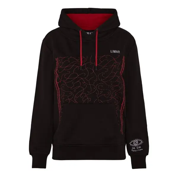 LIMAR Black / Red Silent Flame Cotton Black Hoodie - Black/red
