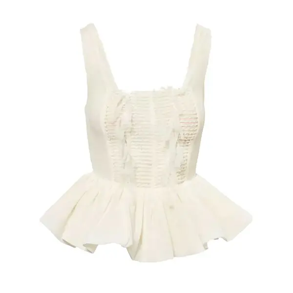 AMY LYNN Neutrals Calla Ivory Peplum Top - White