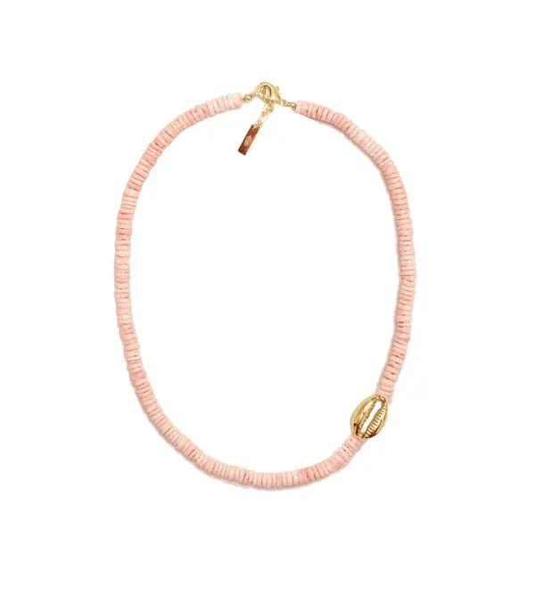 ADRIANA PAPPAS DESIGNS Heishi Mini Gold Shell Choker Pink - Pink/yellow