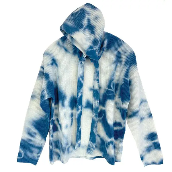 ZENZEE Cashmere Hoodie Indigo Shibori Tie Dye - Blue