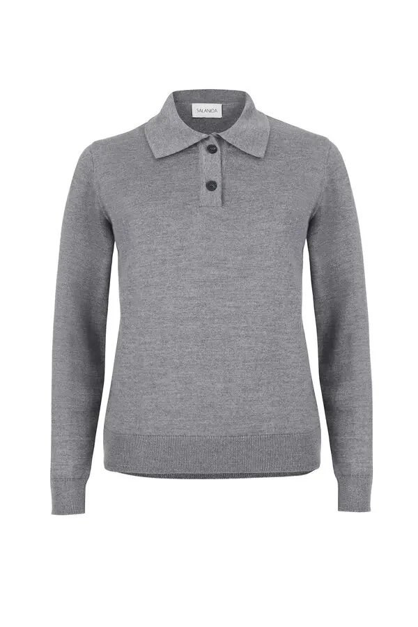 SALANIDA Galante 100% Merino Polo Top Light - Grey