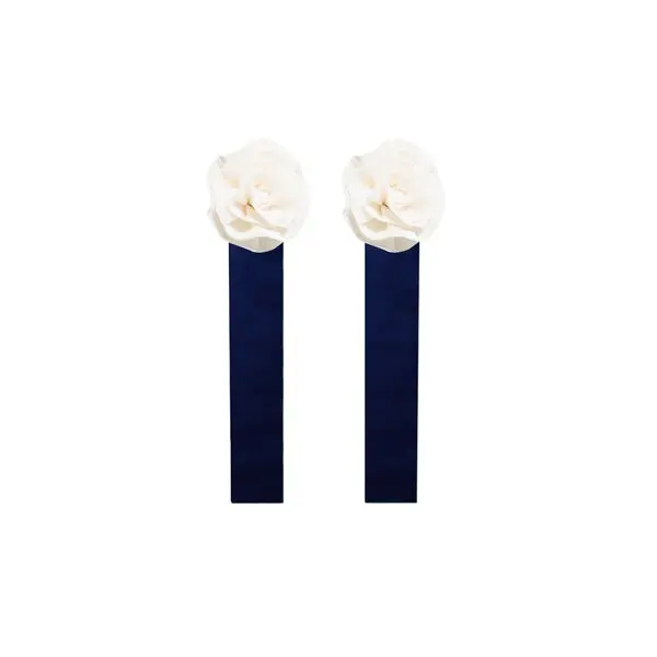 NUR KARAATA Versailles Rose Navy Gloves - Blue