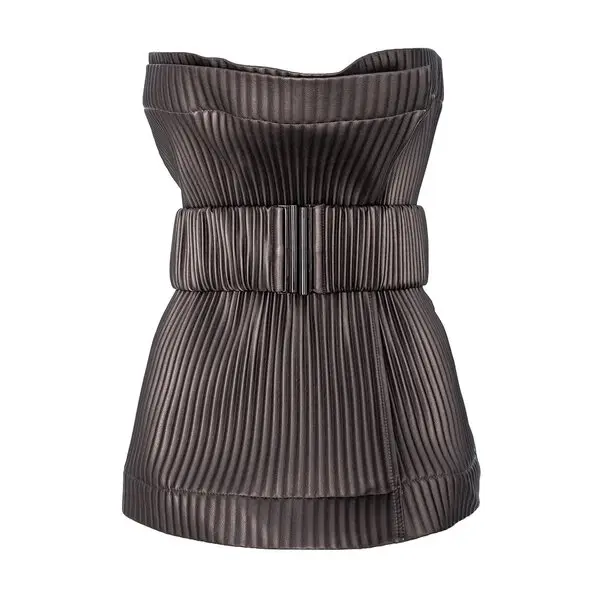 SILVIA SERBAN Antique Pleated Eco-leather Belt - Silver