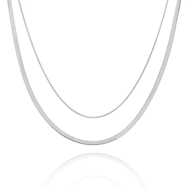 ARCTIC FOX & CO. Double Snake And Rope Chain Necklace - Silver