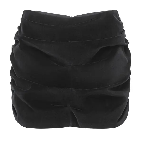 SEROTONINN Velvet Draped Mini Skort - Black