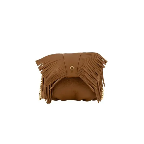OTRERA Mini Fringe Leather Crossbody Bag Tan - Brown