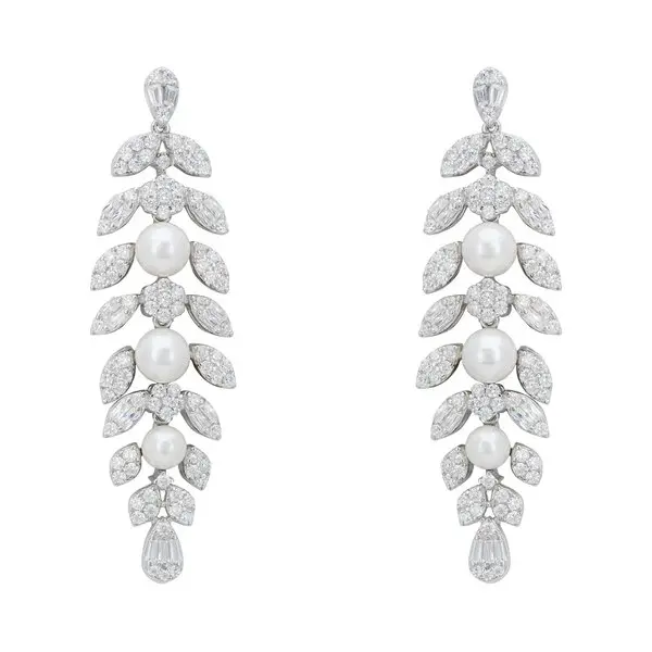 LATELITA Silver / Neutrals / White Empress Pearl Petal Drop Earrings Silver - Silver/white