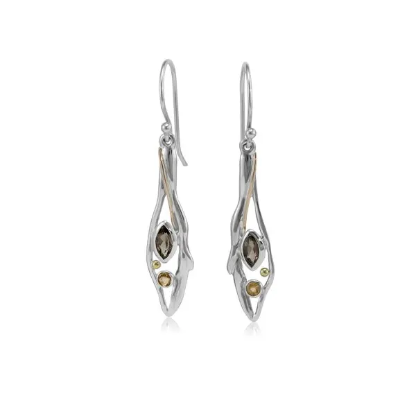 ISLA SILVER Gold / Silver / Yellow Handmade Smokey Quartz & Citrine Drop Earrings - Gold/silver/yellow