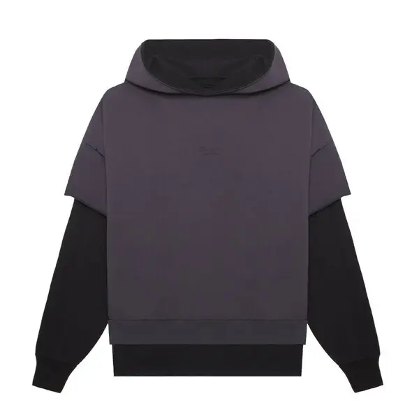 Place Of Ëlms Grey / Black Two Tone Layered Hoodie - Grey/black