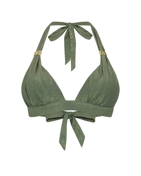 LEYLA MAYA Annie Halter-neck Bikini Top Olive - Green