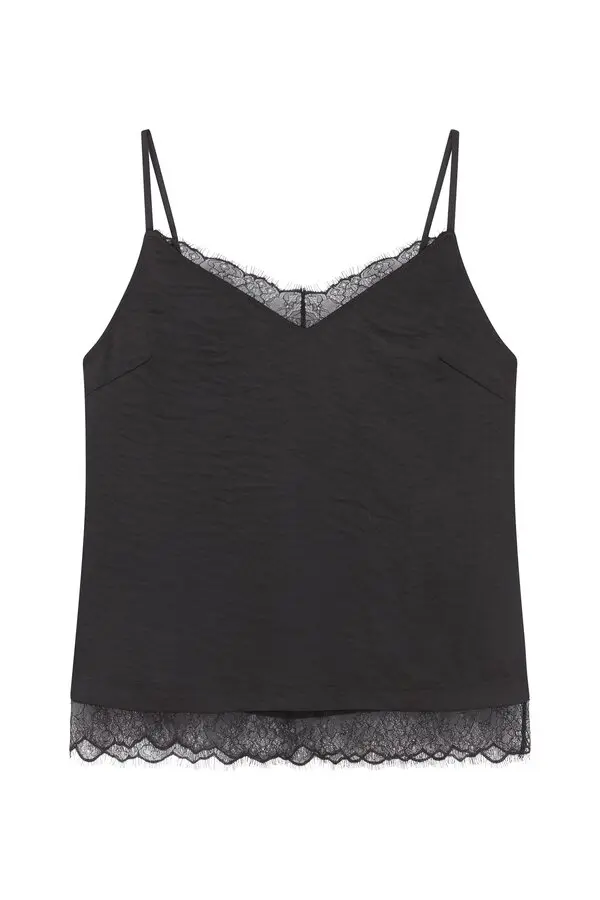 LITTLE LIES Nightbird Lace Trim Cami Top - Black