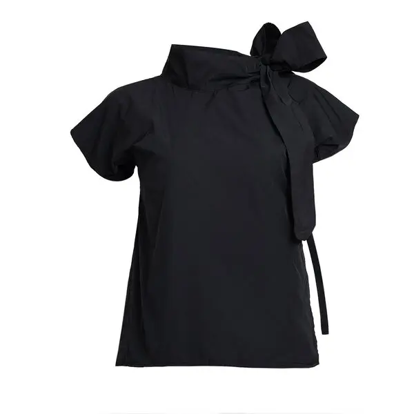 BIANCA POPP Halves Blouse With Shoulder Ribbon In Taffeta - Black